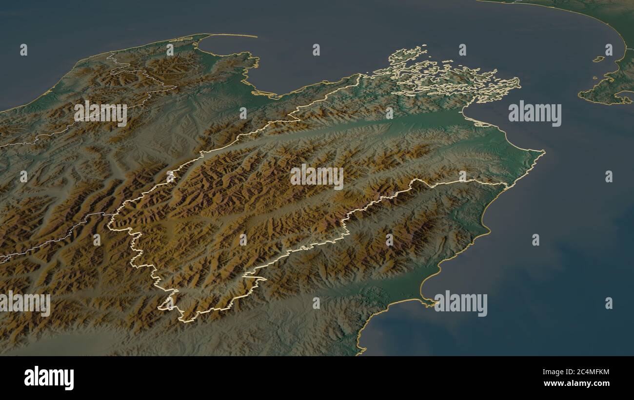 Zoom in on Marlborough (unitary authority of New Zealand) outlined ...