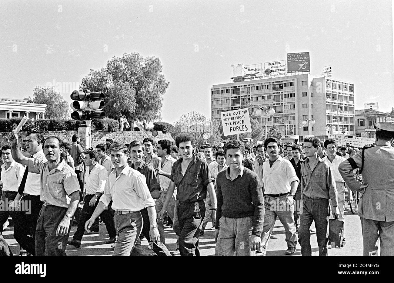 Hundreds of people 1994 in nicosia protest against british peace forces ...
