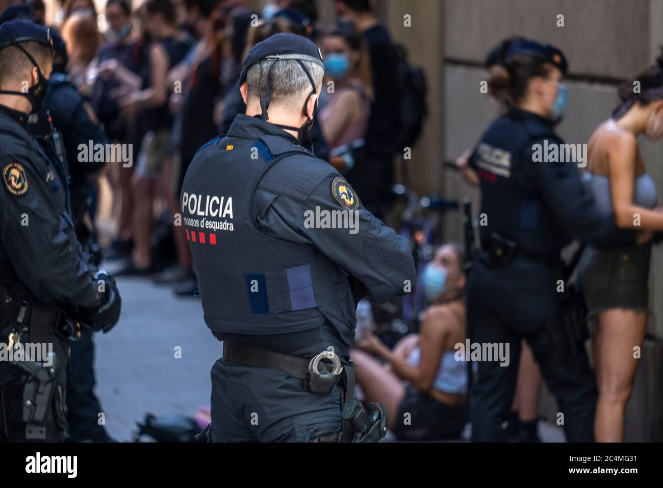 Barcelona, Spain. 27th June, 2020. Catalan police officers are seen ...