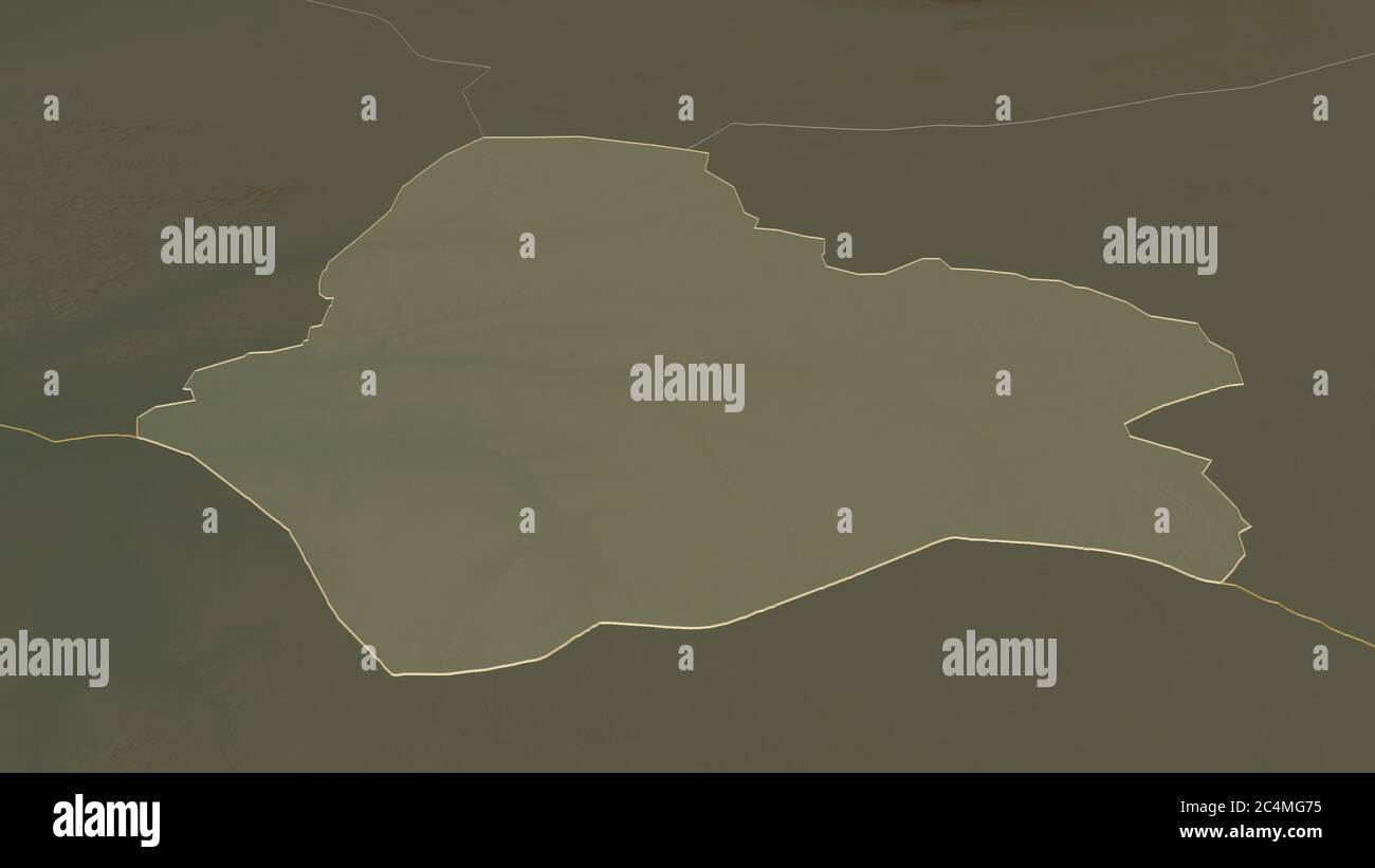 Zoom in on Maradi (department of Niger) outlined. Oblique perspective ...