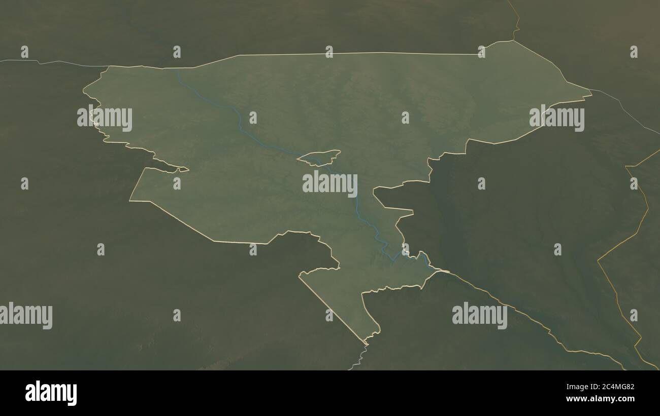 Zoom in on Tillabéry (department of Niger) outlined. Oblique ...