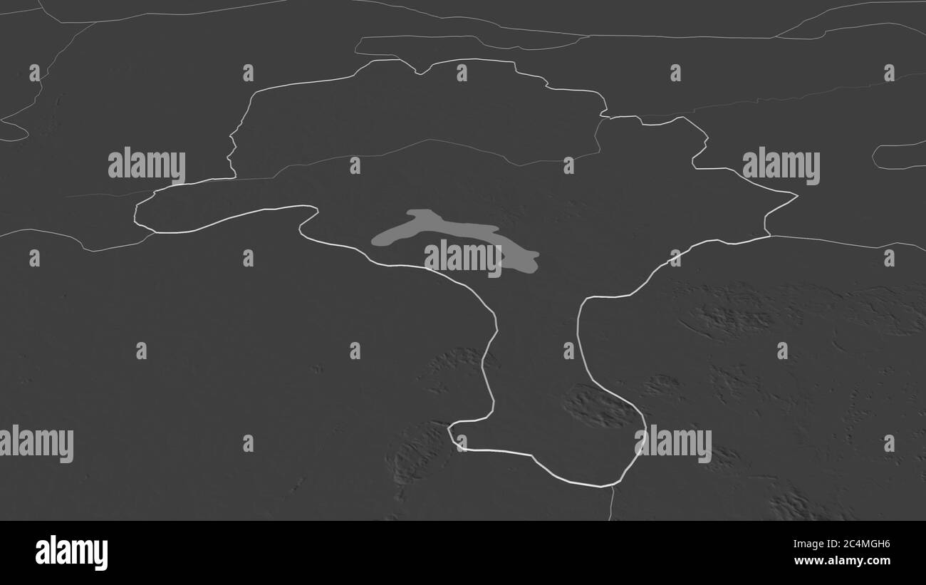 Zoom in on Kano (state of Nigeria) outlined. Oblique perspective ...