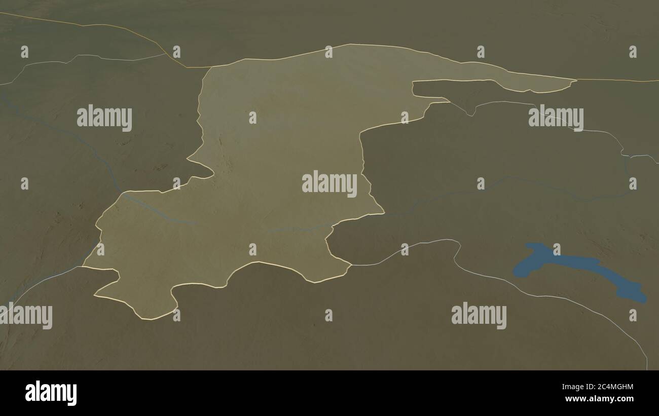 Zoom in on Katsina (state of Nigeria) outlined. Oblique perspective ...