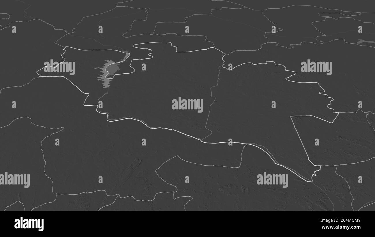 Zoom in on Niger (state of Nigeria) outlined. Oblique perspective ...