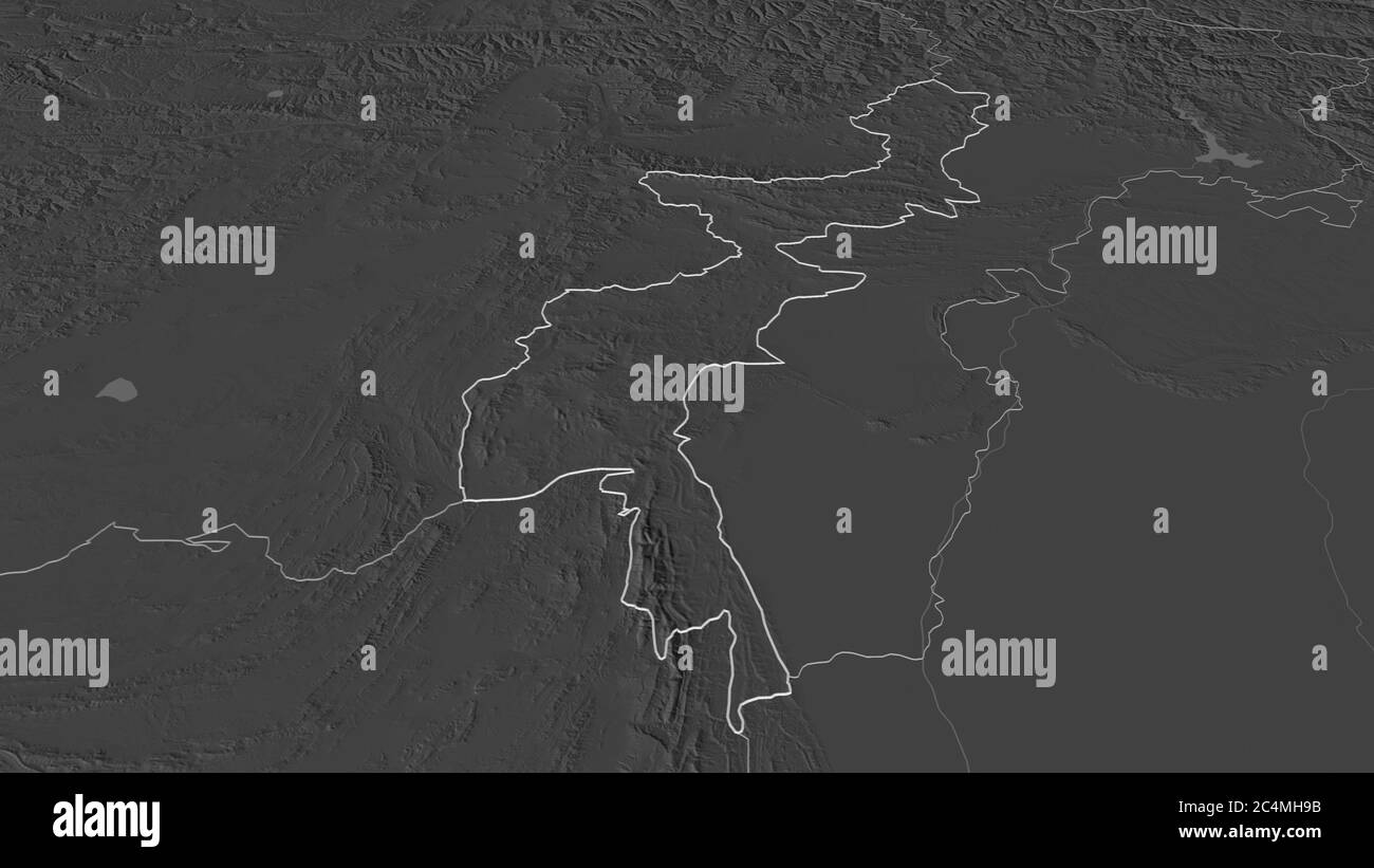 Zoom in on F.A.T.A. (territory of Pakistan) outlined. Oblique ...