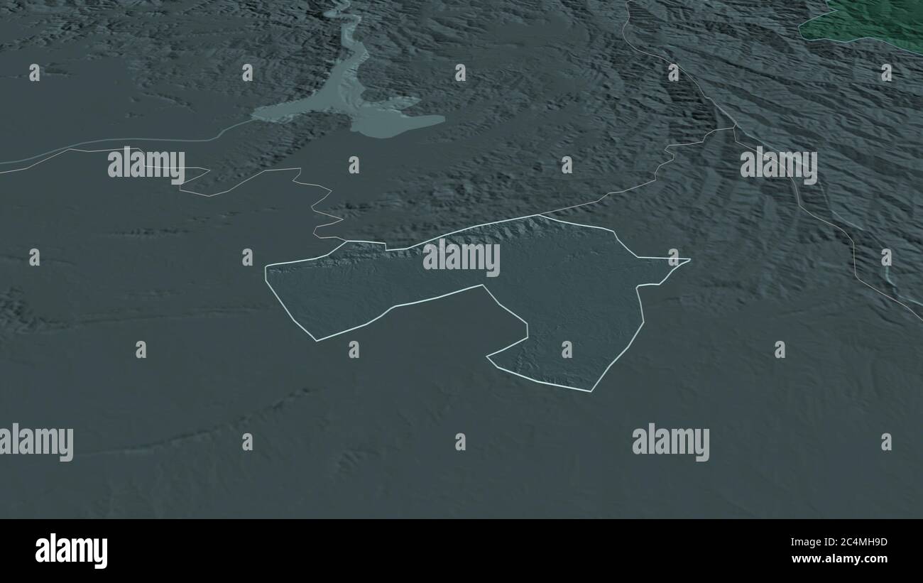 Zoom in on F.C.T. (capital territory of Pakistan) outlined. Oblique ...