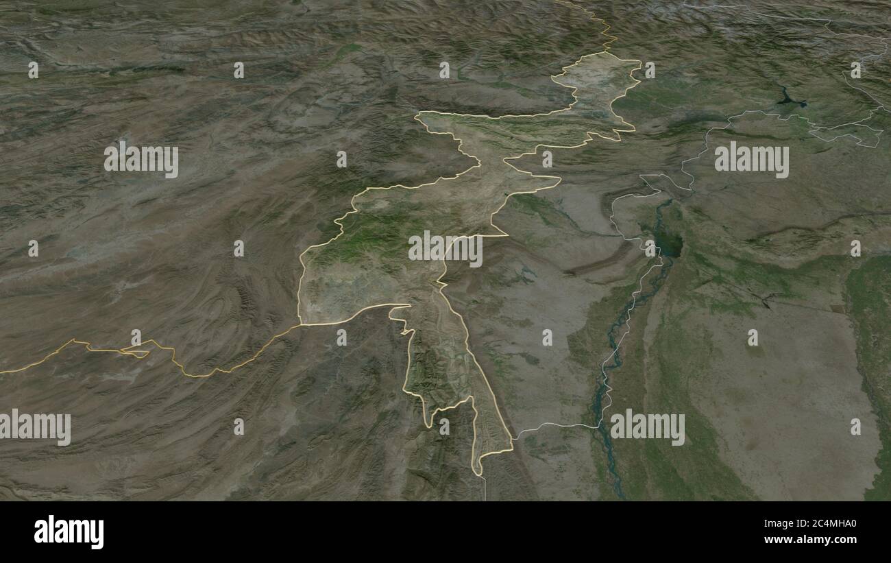 Zoom in on F.A.T.A. (territory of Pakistan) outlined. Oblique ...