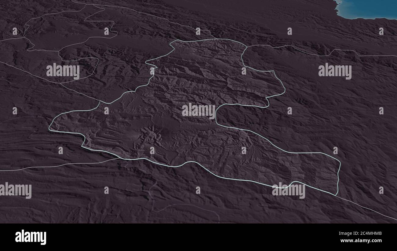 Zoom in on Chimbu (province of Papua New Guinea) outlined. Oblique ...