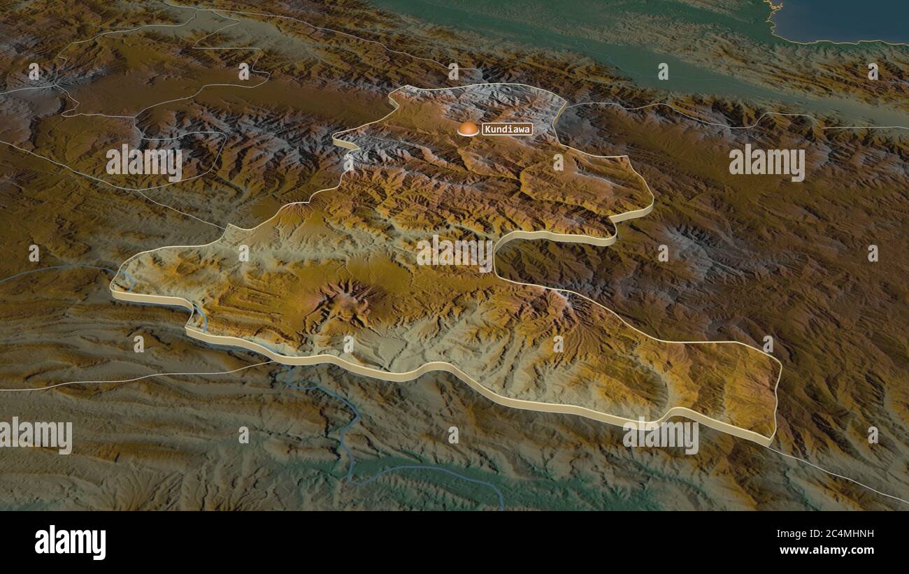 Zoom in on Chimbu (province of Papua New Guinea) extruded. Oblique ...