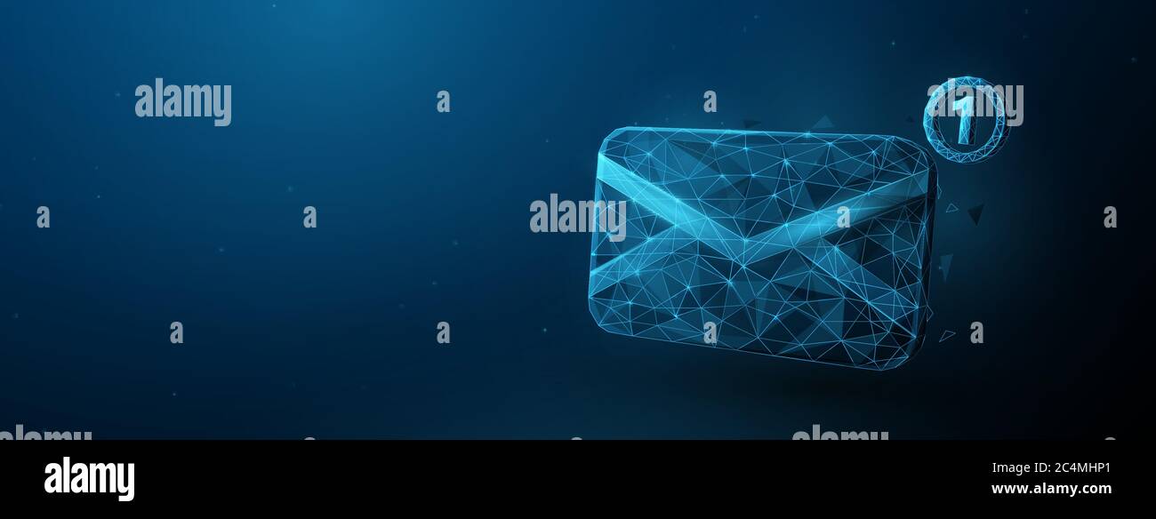 3d Envelope Email, Message Vector Icon. Low Poly Style with Wireframe ...