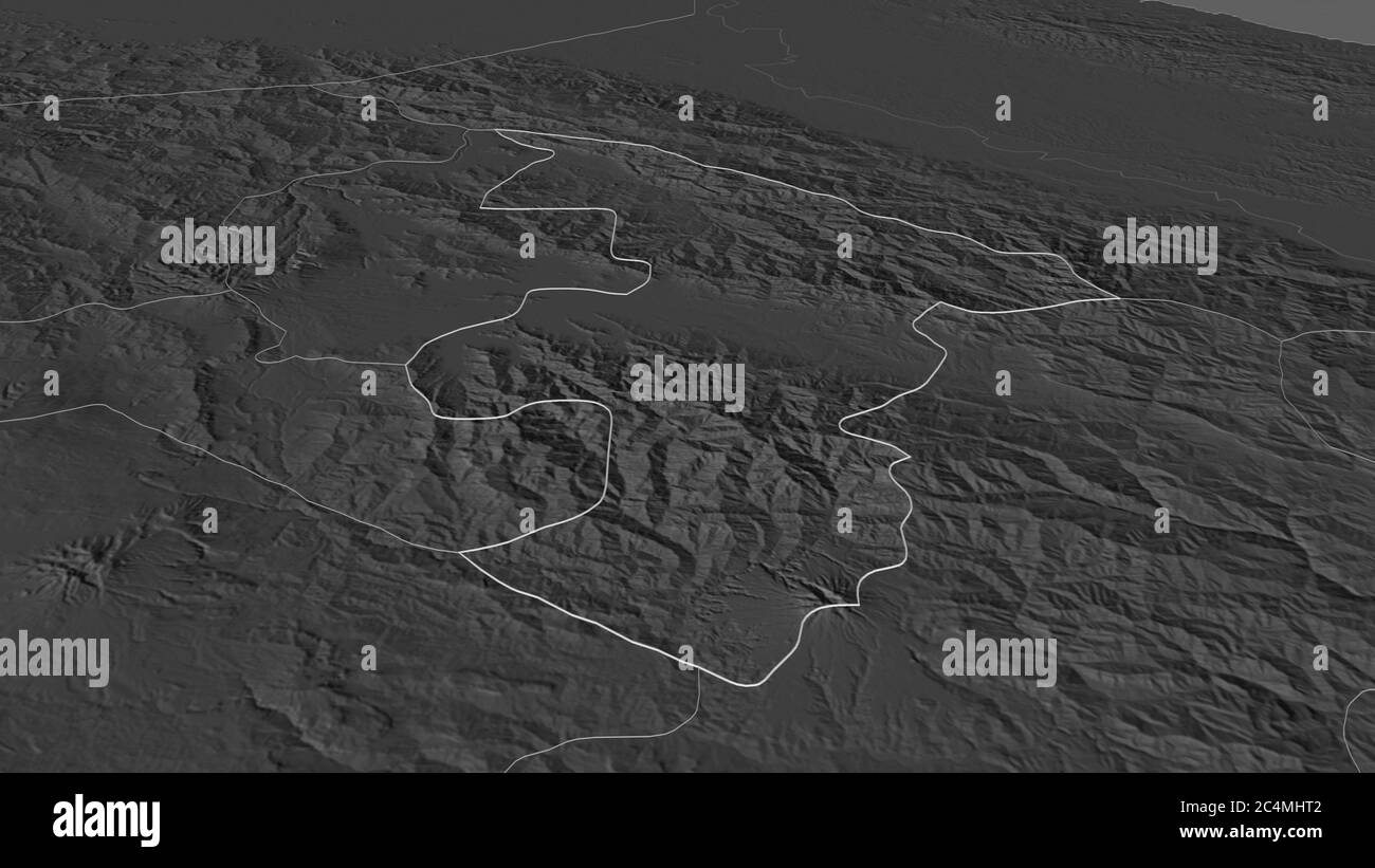 Zoom in on Jiwaka (province of Papua New Guinea) outlined. Oblique ...