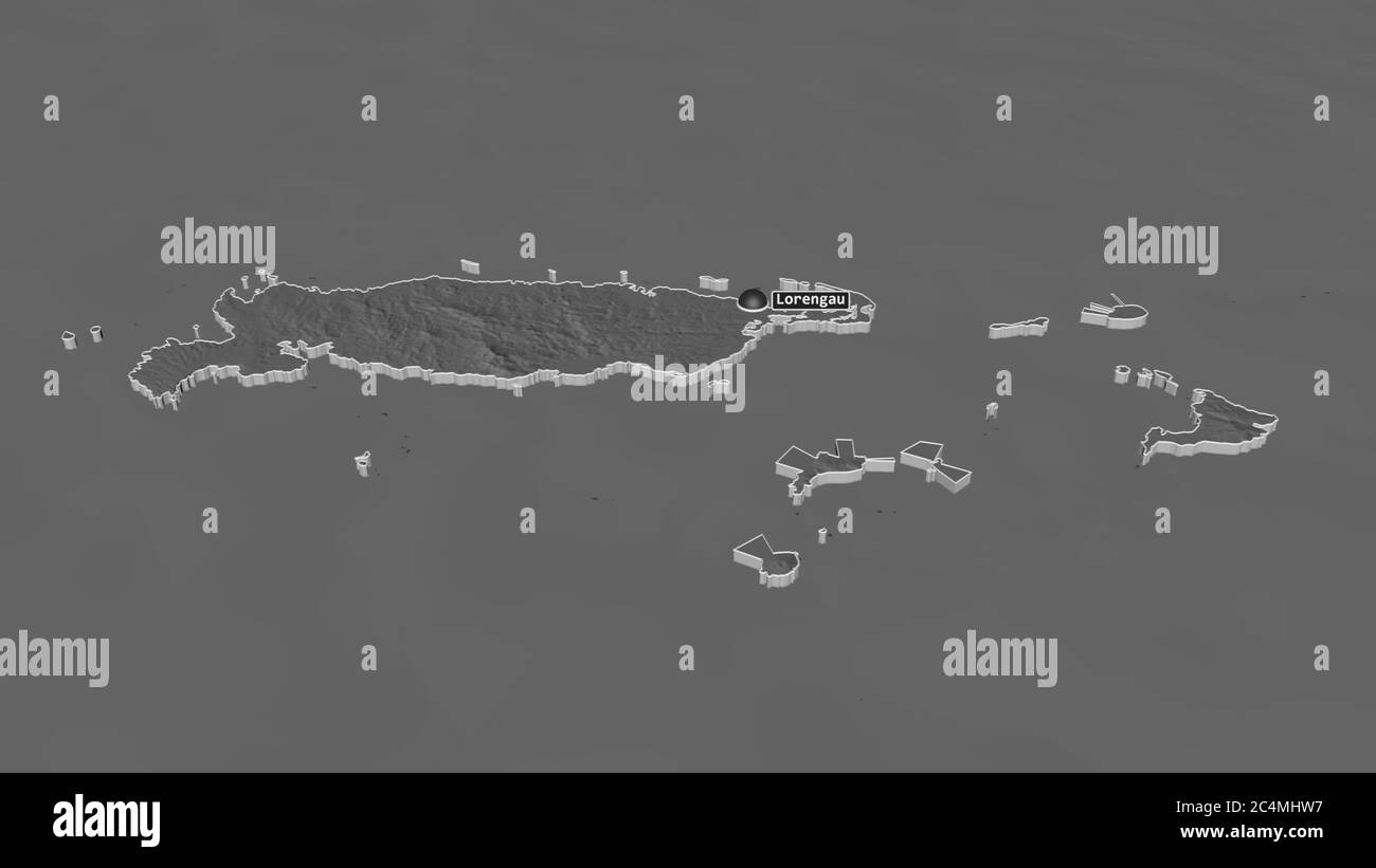 Zoom in on Manus (province of Papua New Guinea) extruded. Oblique ...