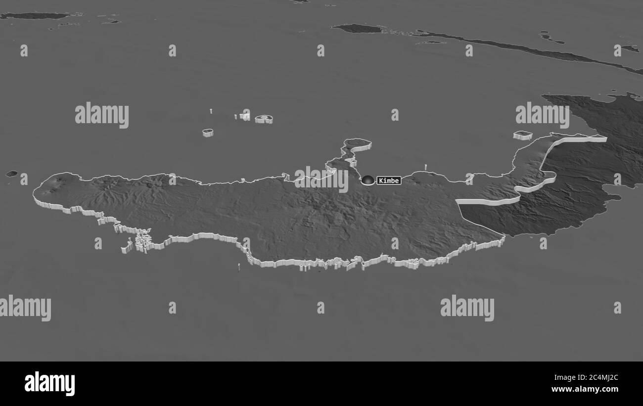 Zoom in on West New Britain (province of Papua New Guinea) extruded ...