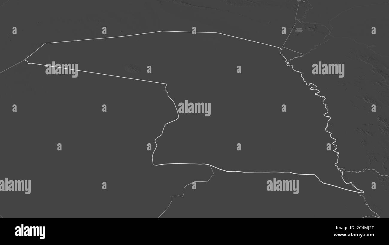 Zoom in on Alto Paraguay (department of Paraguay) outlined. Oblique ...