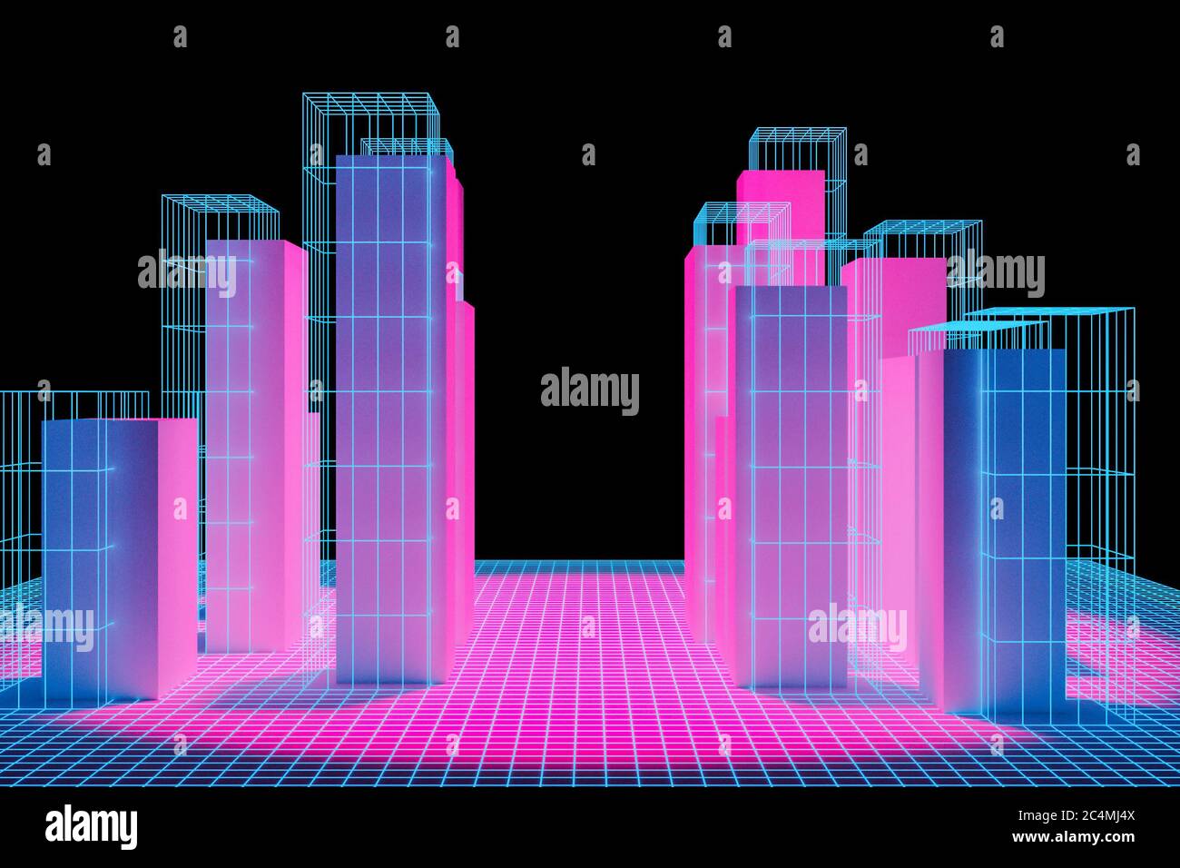 Downtown business district skyscrapers. Square shapes composition ...