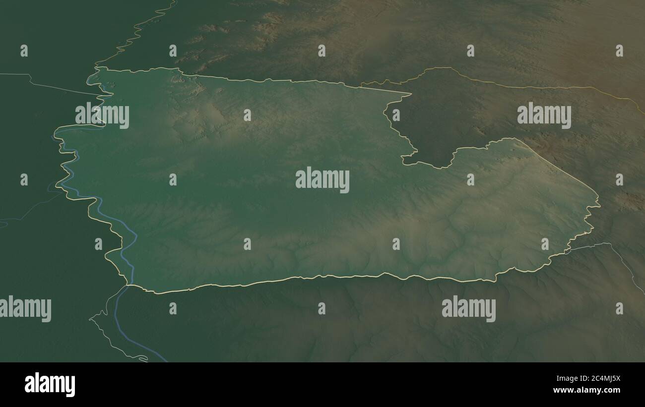 Zoom in on Concepción (department of Paraguay) outlined. Oblique ...