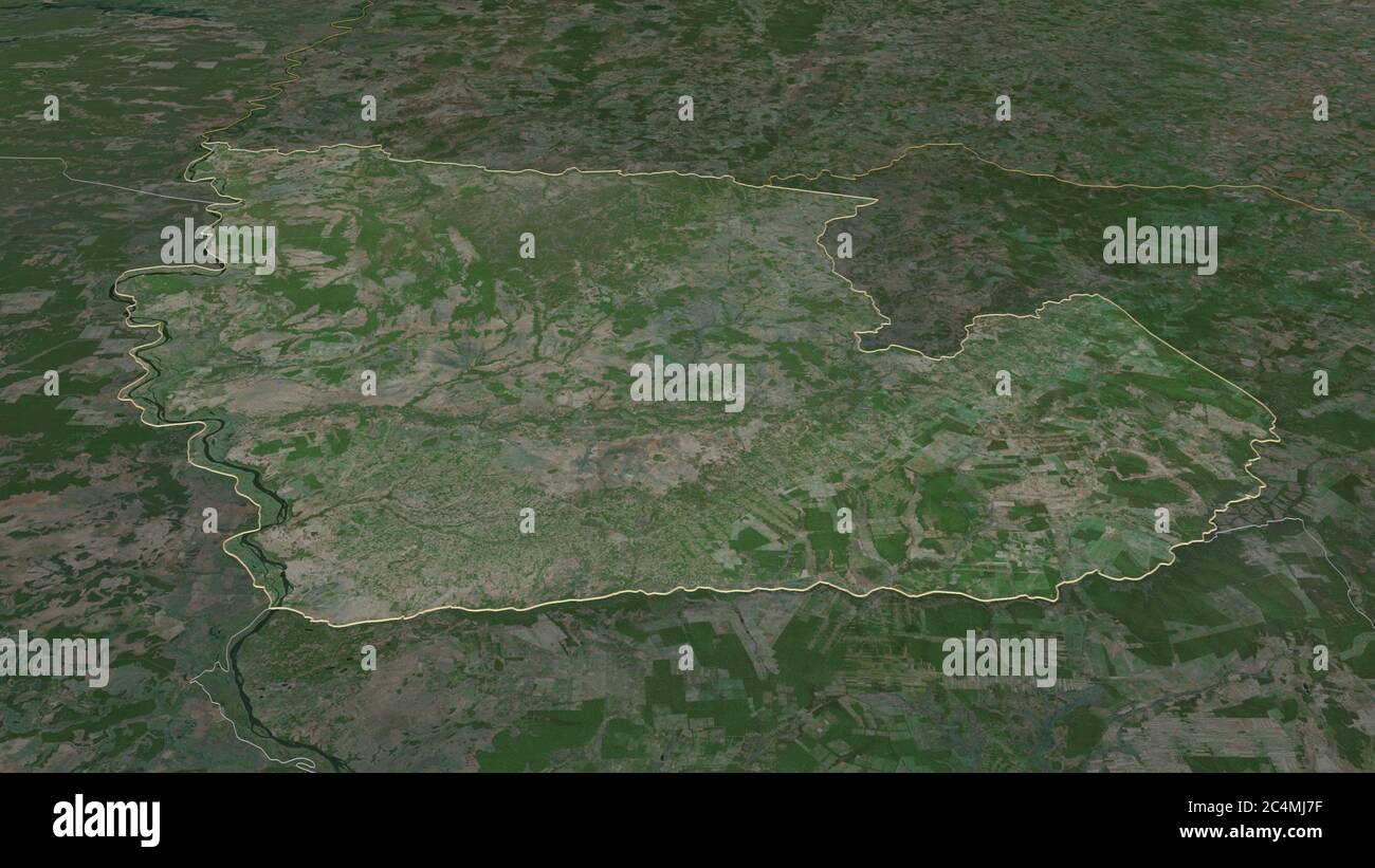 Zoom in on Concepción (department of Paraguay) outlined. Oblique ...