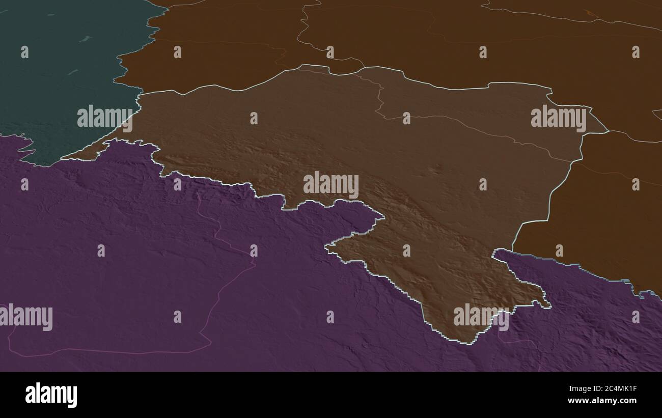 Zoom in on Lower Silesian (voivodeship of Poland) outlined. Oblique ...