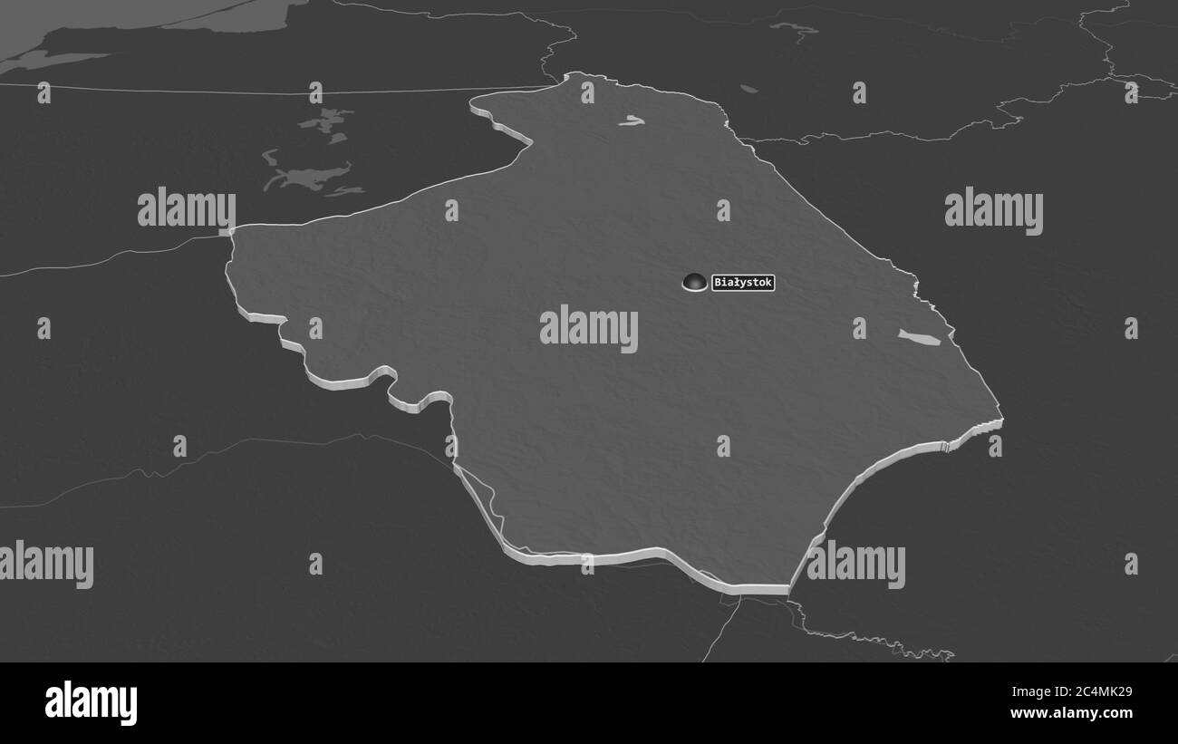 Zoom in on Podlachian (voivodeship of Poland) extruded. Oblique ...