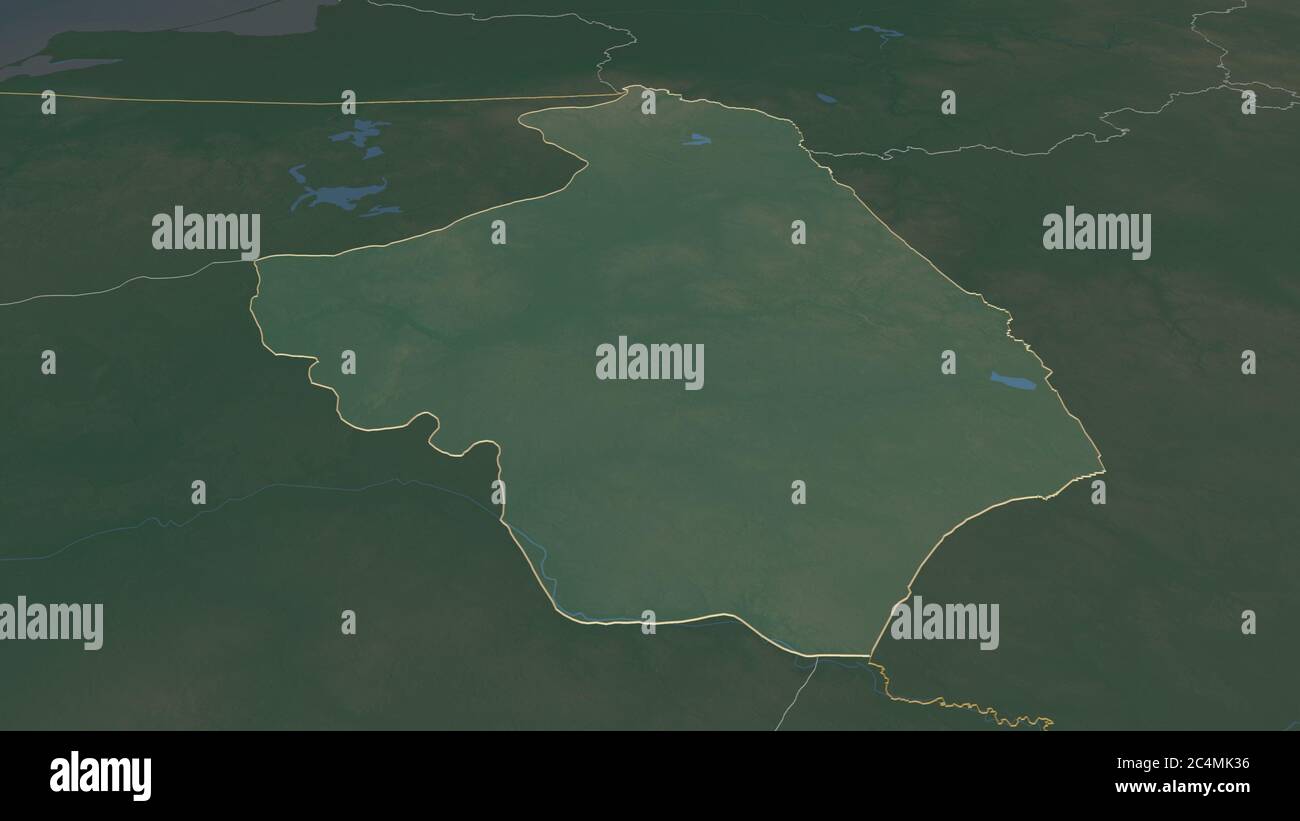 Zoom in on Podlachian (voivodeship of Poland) outlined. Oblique ...