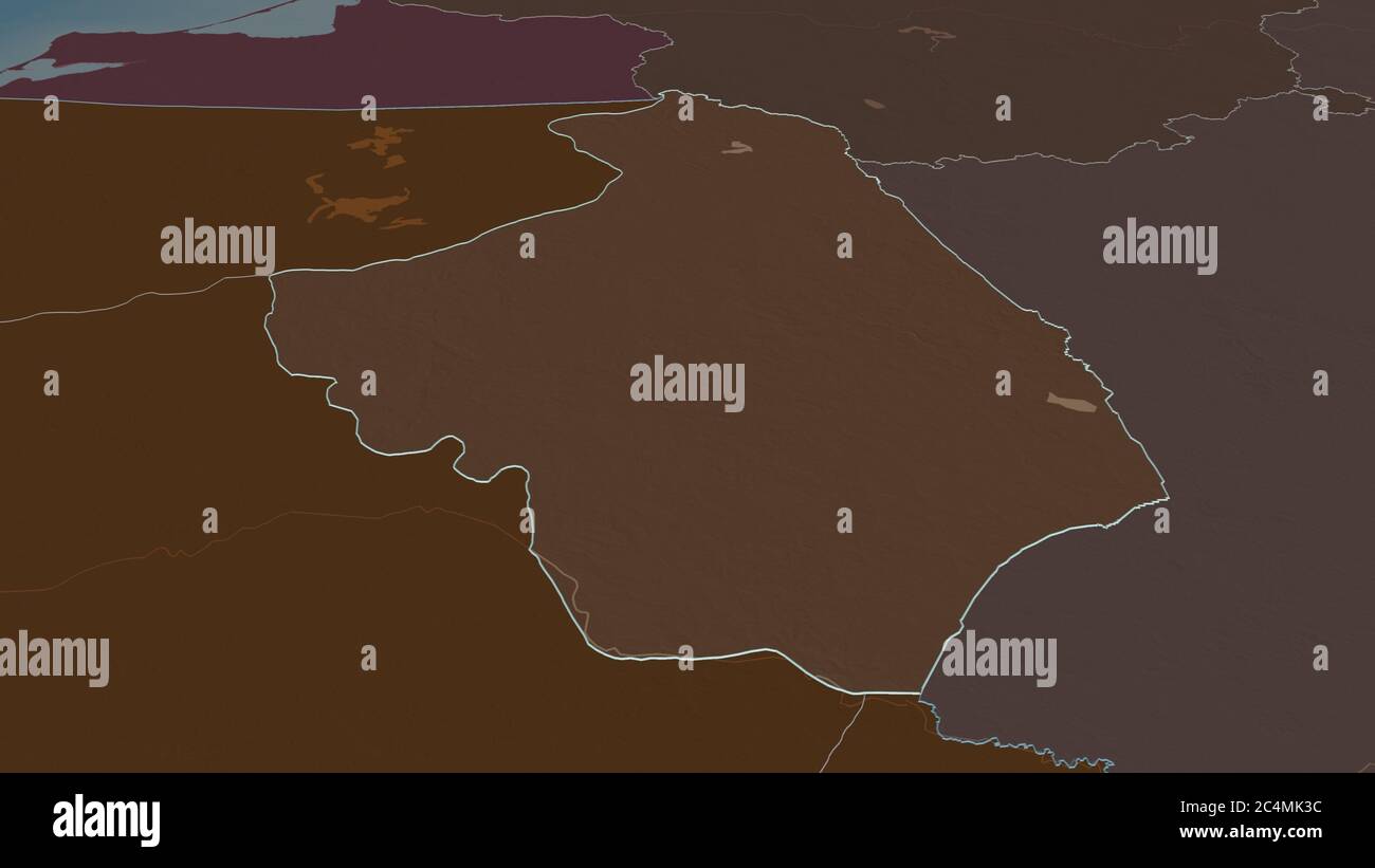 Zoom in on Podlachian (voivodeship of Poland) outlined. Oblique ...