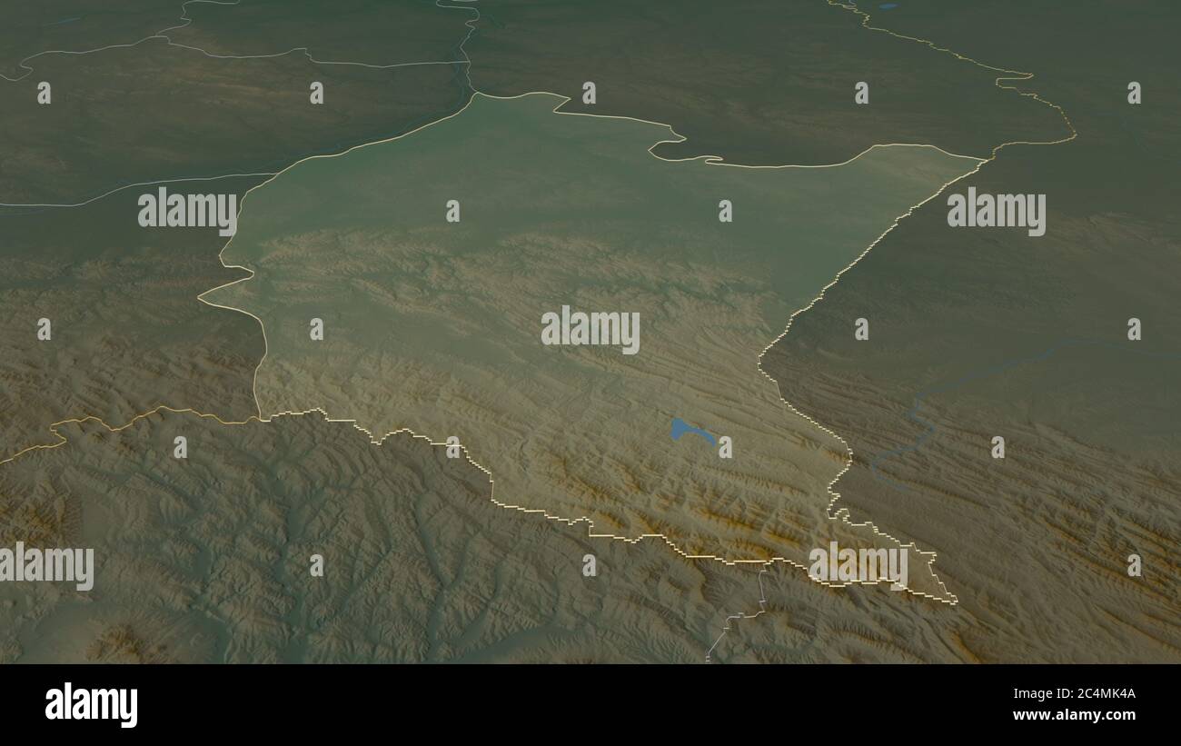 Zoom in on Subcarpathian (voivodeship of Poland) outlined. Oblique ...