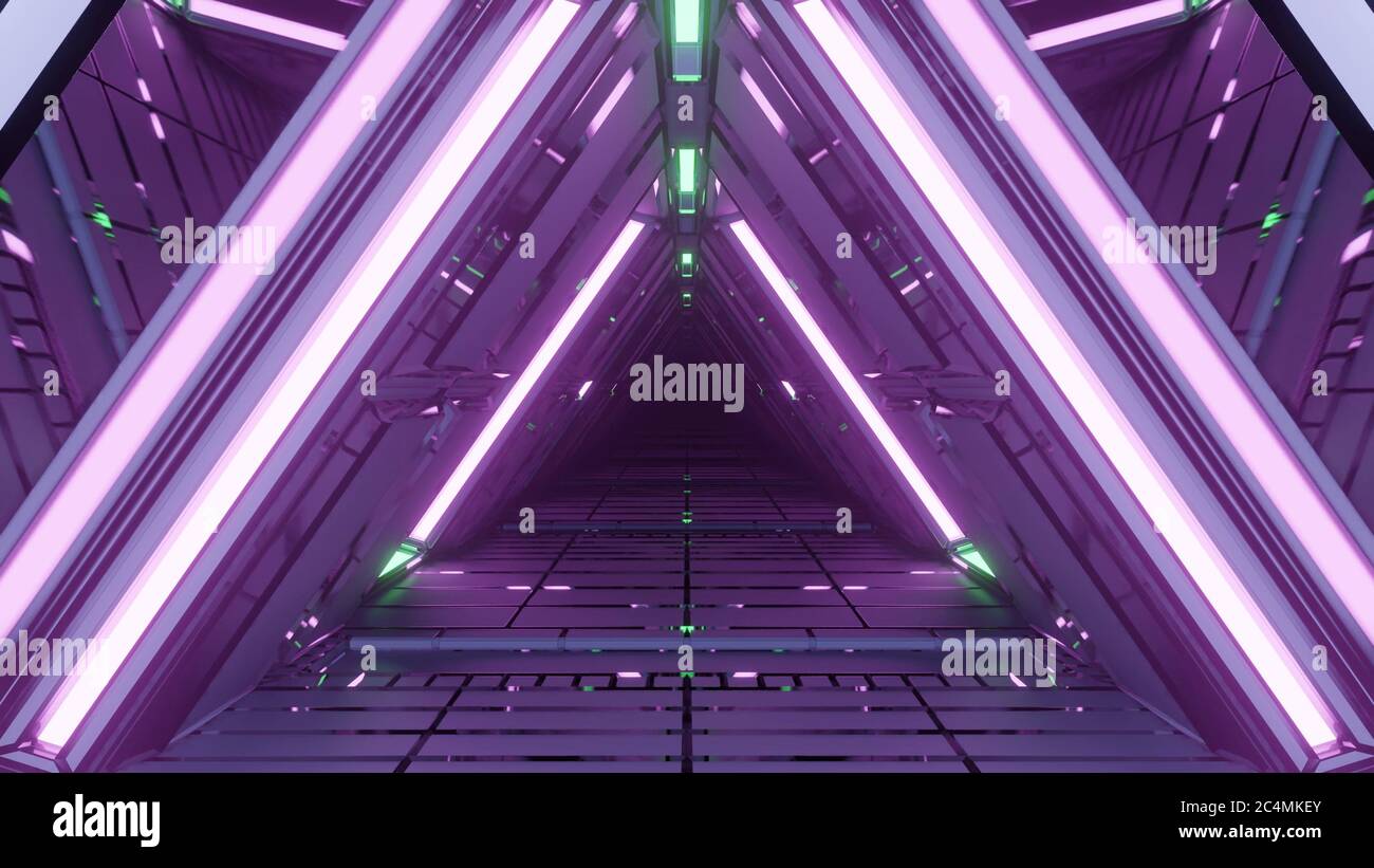 3D rendering illustration with futuristic sci-fi techno lights creating ...