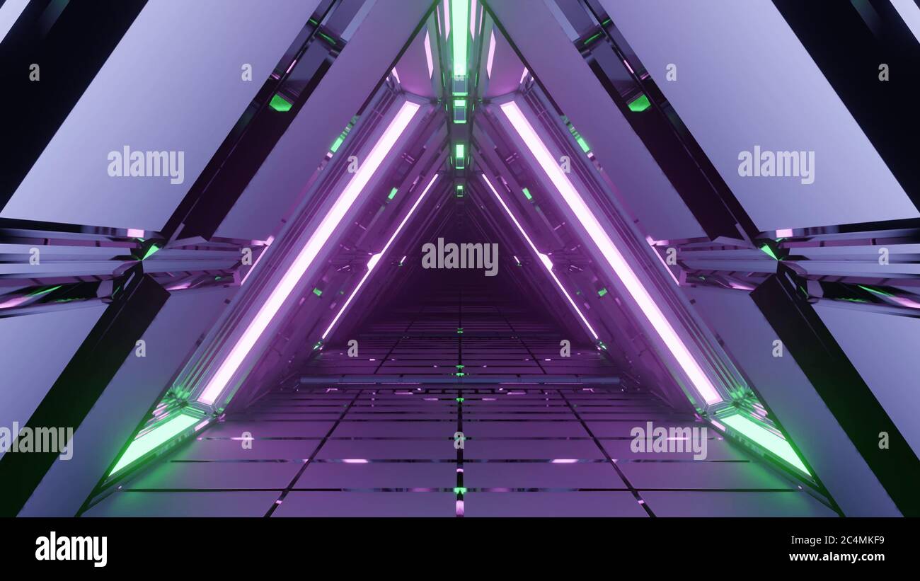 3D rendering illustration with futuristic sci-fi techno lights creating ...