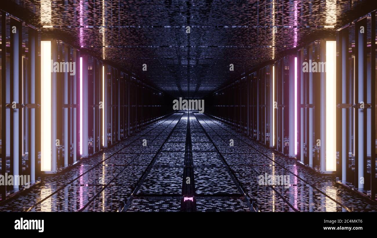 3D rendering illustration of futuristic colorful techno lights crating a tunnel Stock Photo - Alamy