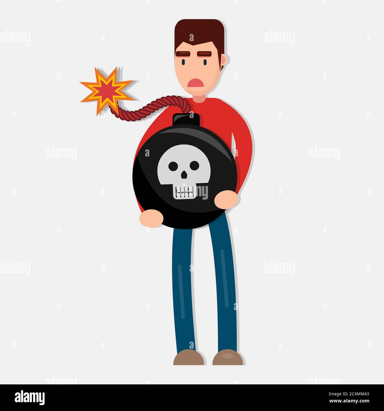 Illustration man holding bomb Stock Vector Images - Alamy