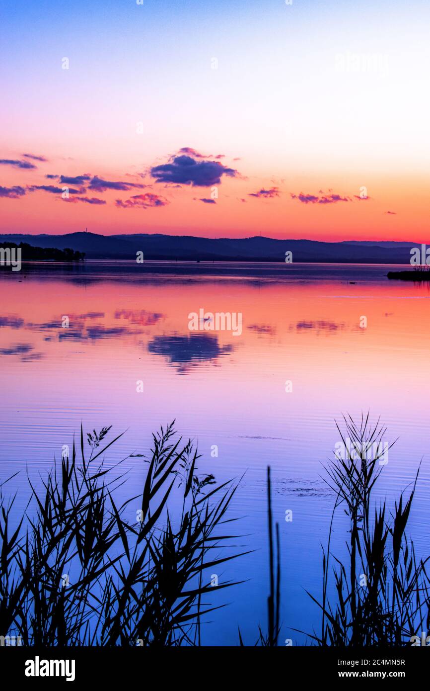 Vertical shot of beautiful sunset at the beach Stock Photo - Alamy