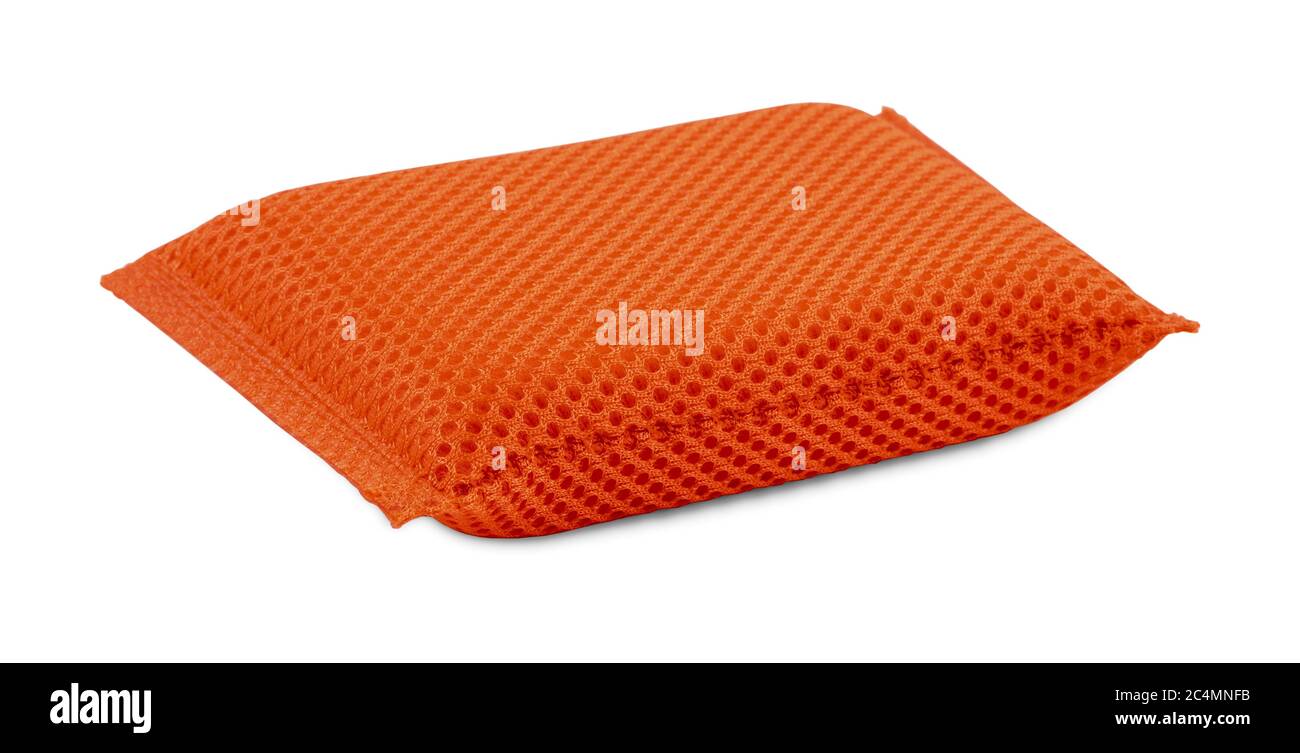 Closeup shot of an orange sponge on an isolated white background Stock ...