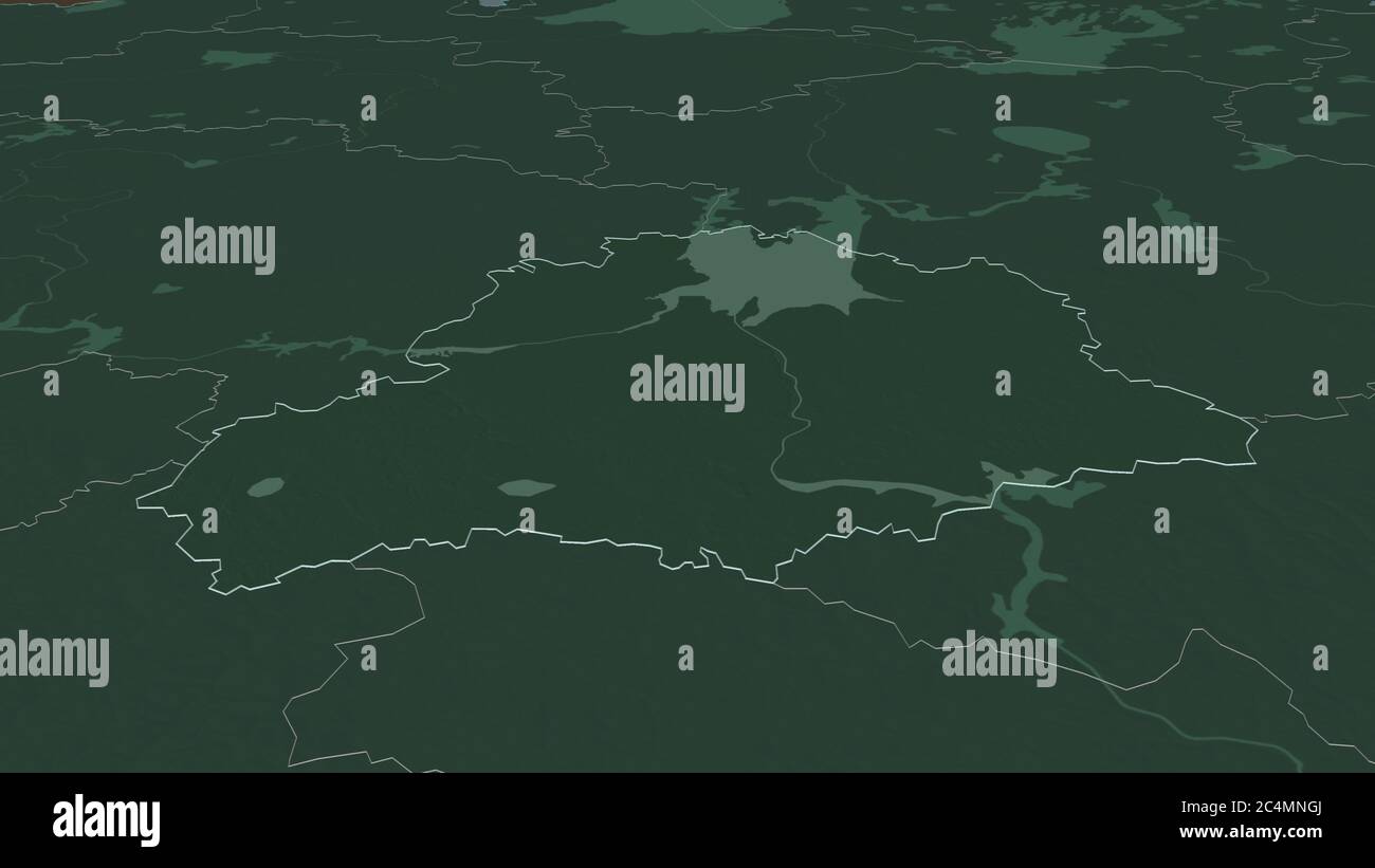 Zoom in on Yaroslavl' (region of Russia) outlined. Oblique perspective ...