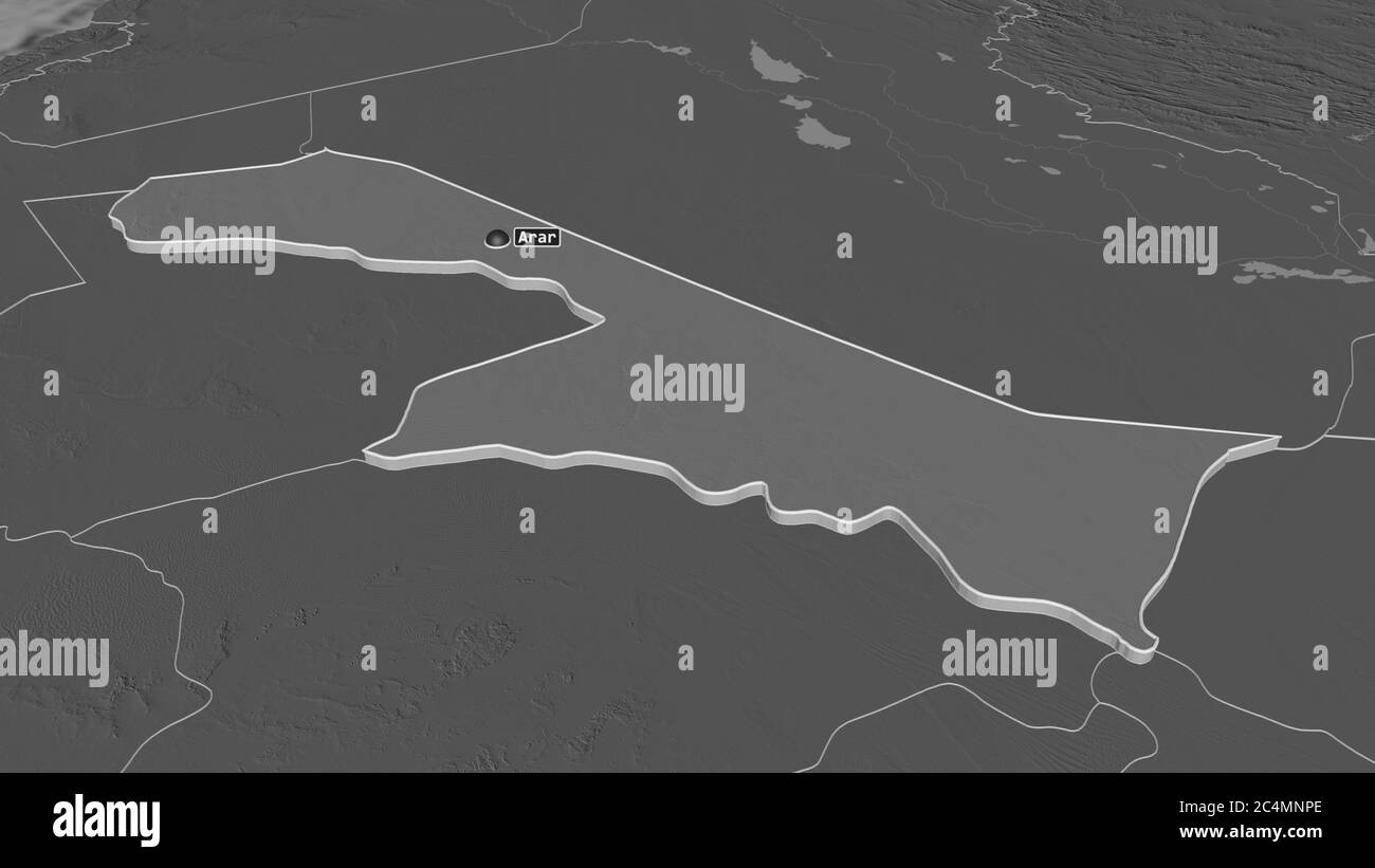 Zoom in on Al Hudud ash Shamaliyah (region of Saudi Arabia) extruded ...