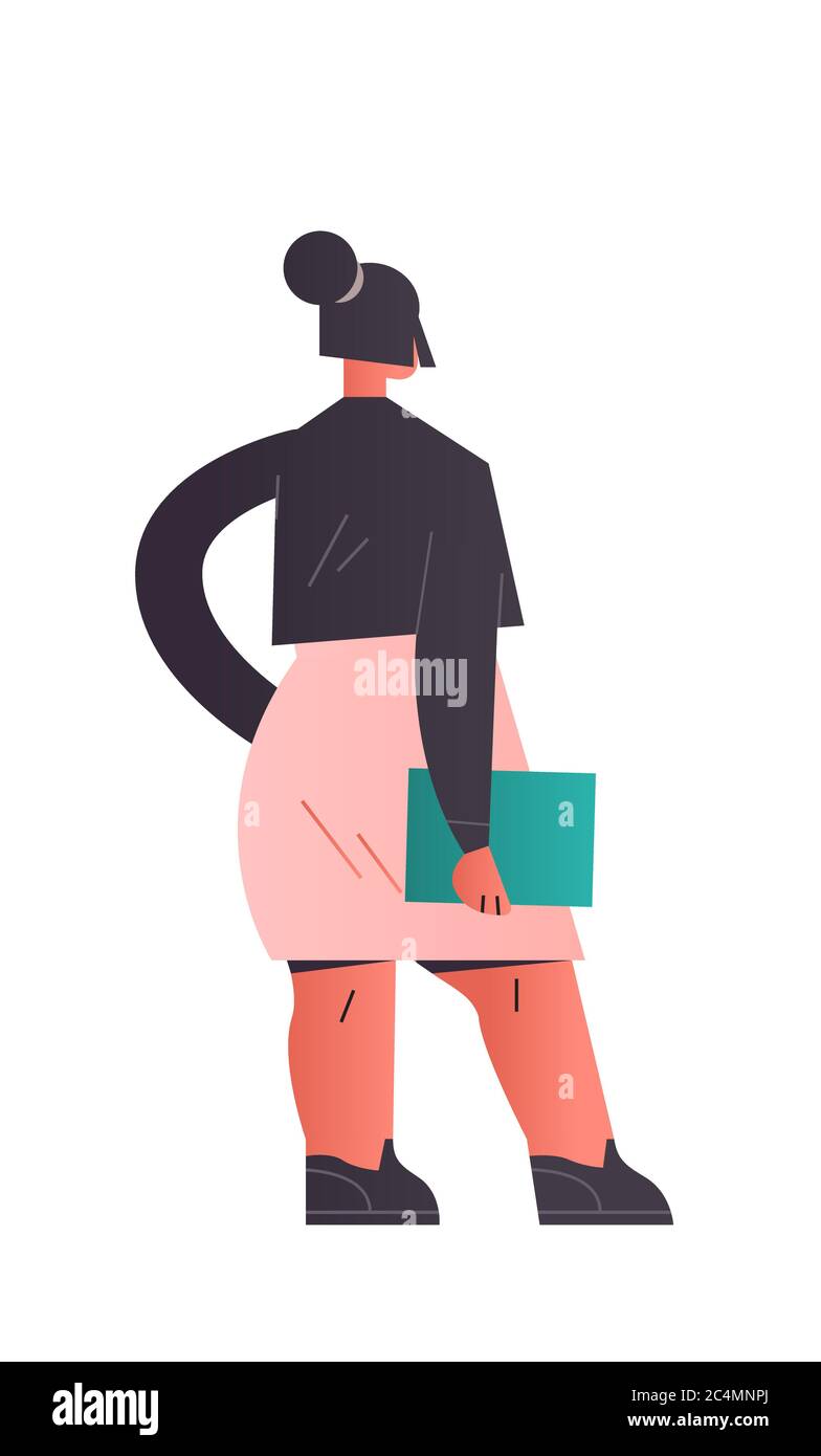 rear view businesswoman holding folder business woman office worker in ...