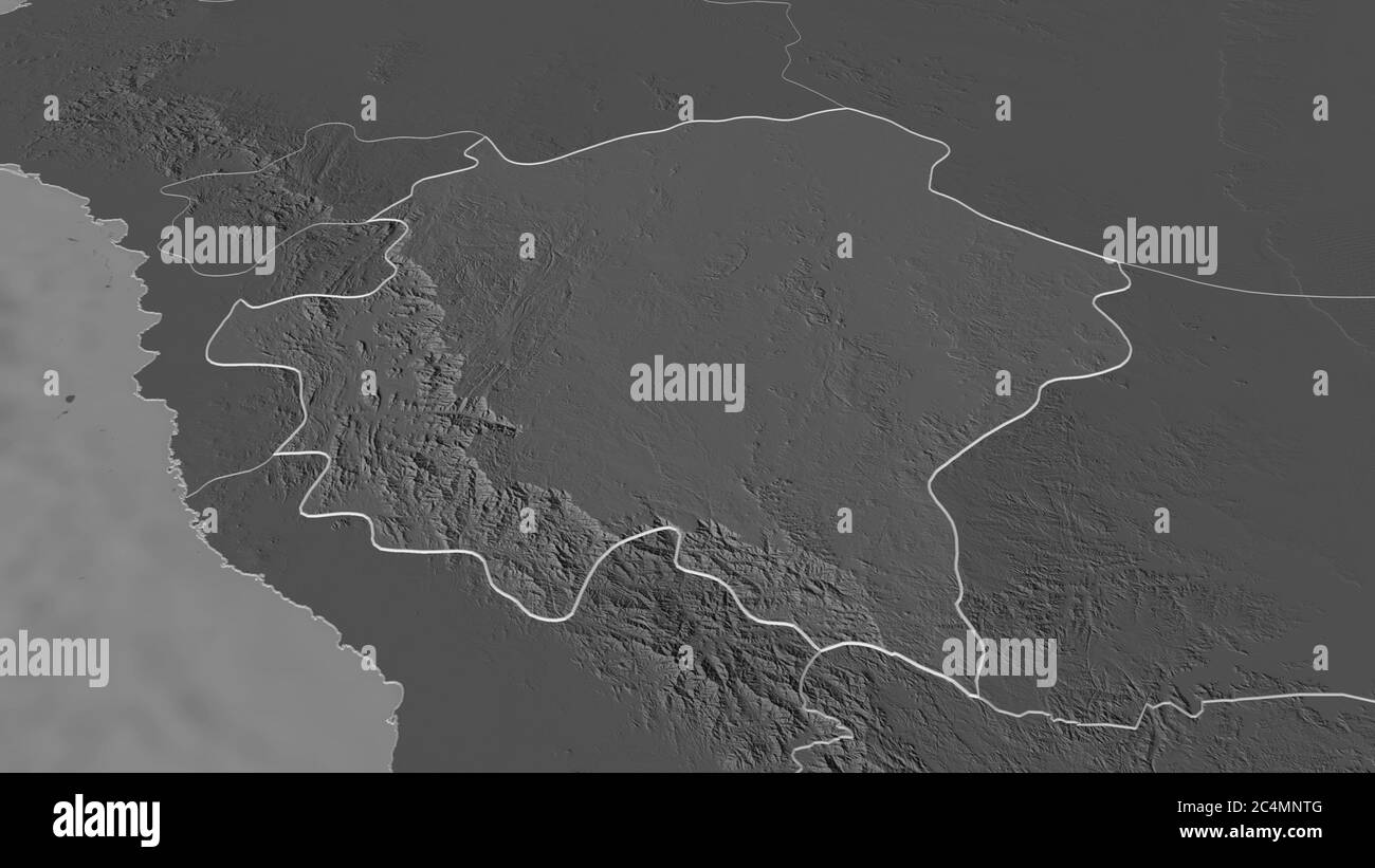 Zoom in on Asir (region of Saudi Arabia) outlined. Oblique perspective ...