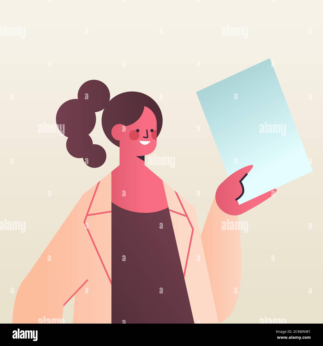 happy businesswoman holding folder attractive business woman office ...