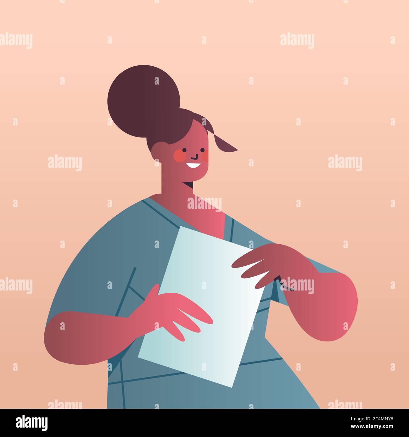 happy businesswoman holding folder attractive business woman office ...