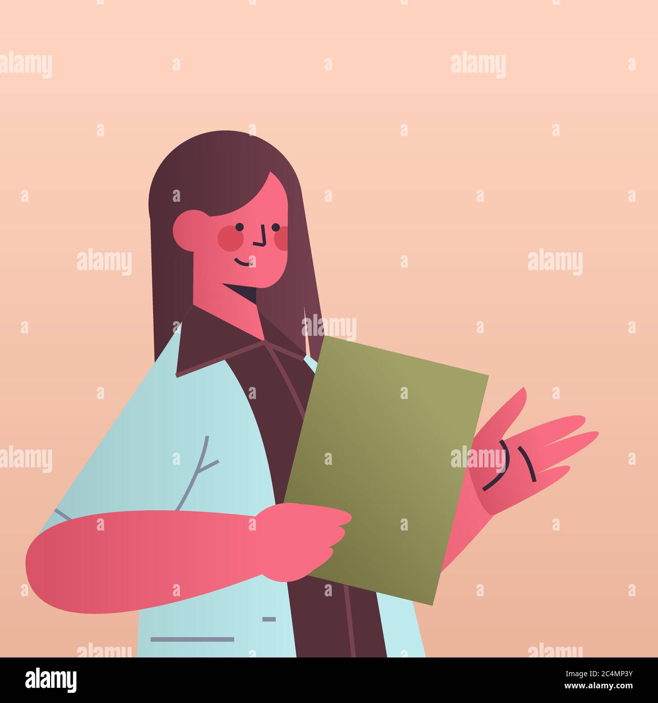 happy businesswoman holding folder attractive business woman office ...