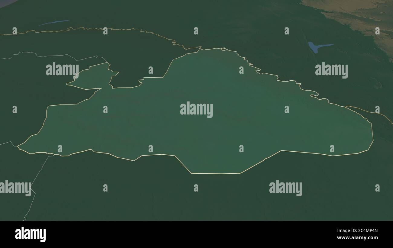 Zoom in on Matam (region of Senegal) outlined. Oblique perspective ...