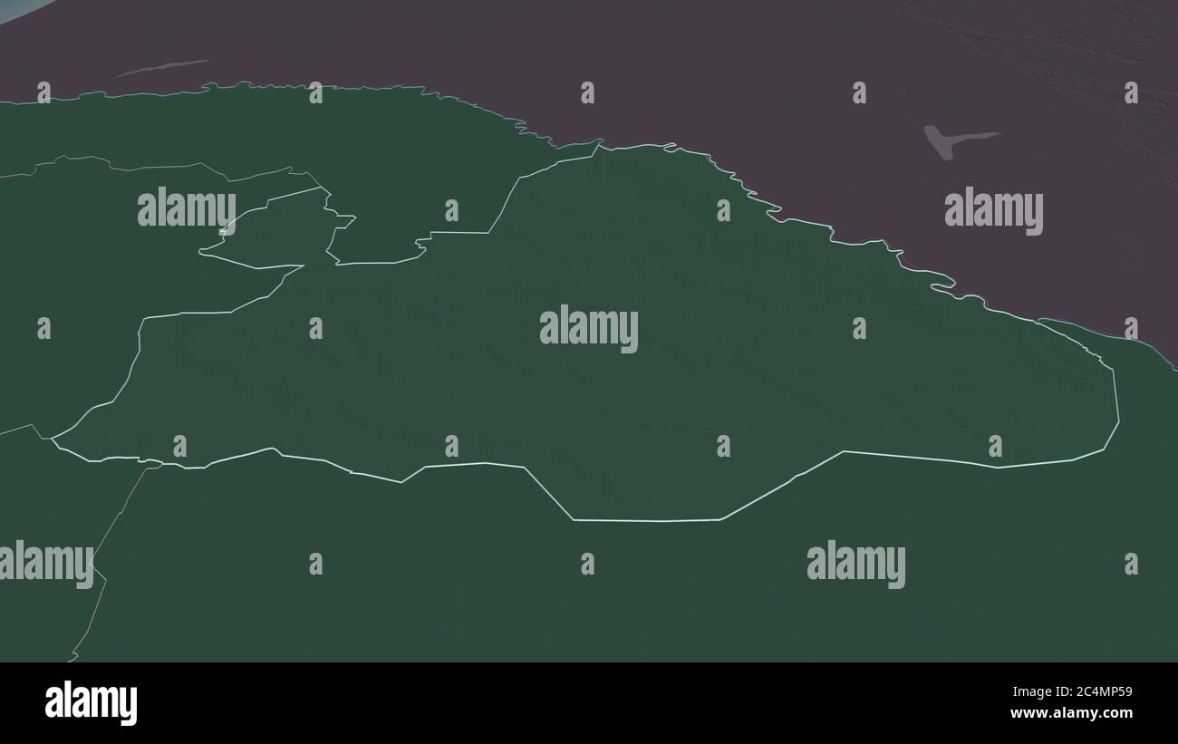 Zoom in on Matam (region of Senegal) outlined. Oblique perspective ...