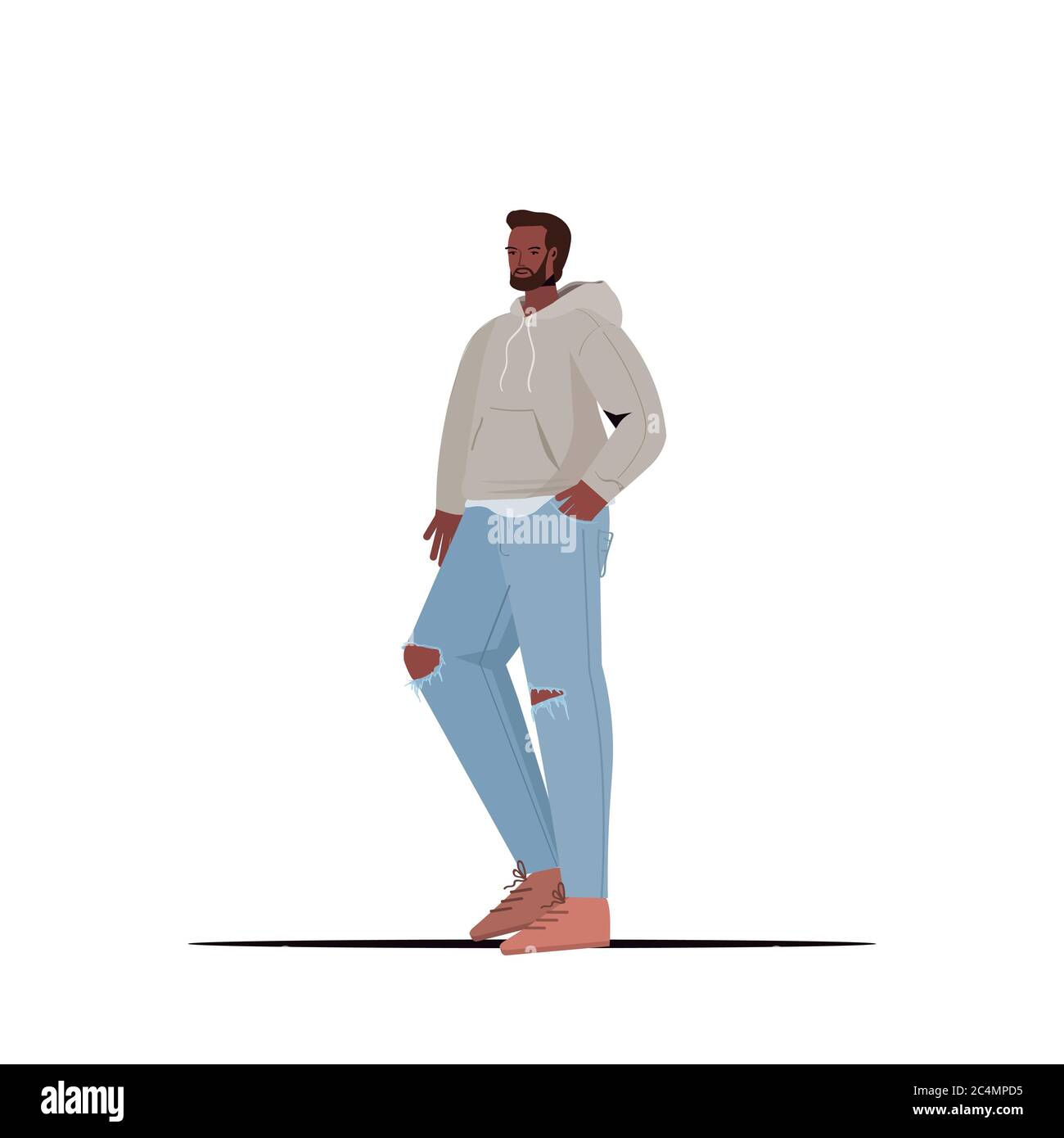 Cartoon Man Standing Side