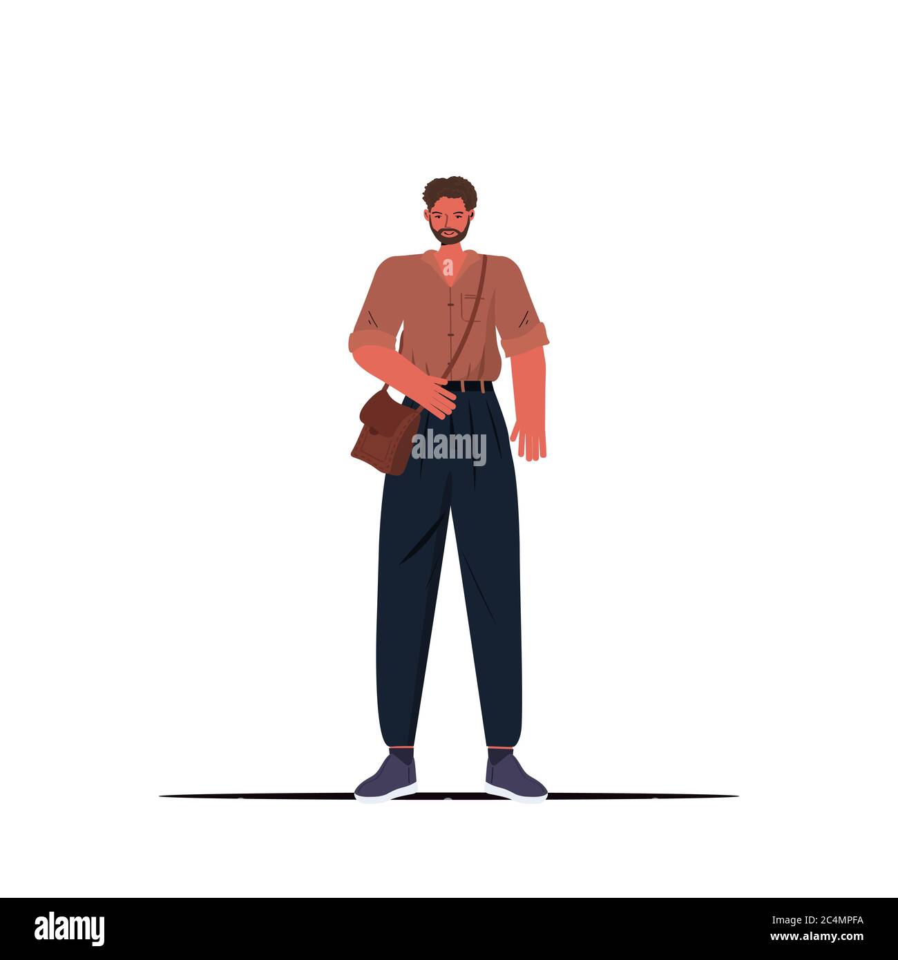 young man in casual trendy clothes male cartoon character standing pose ...