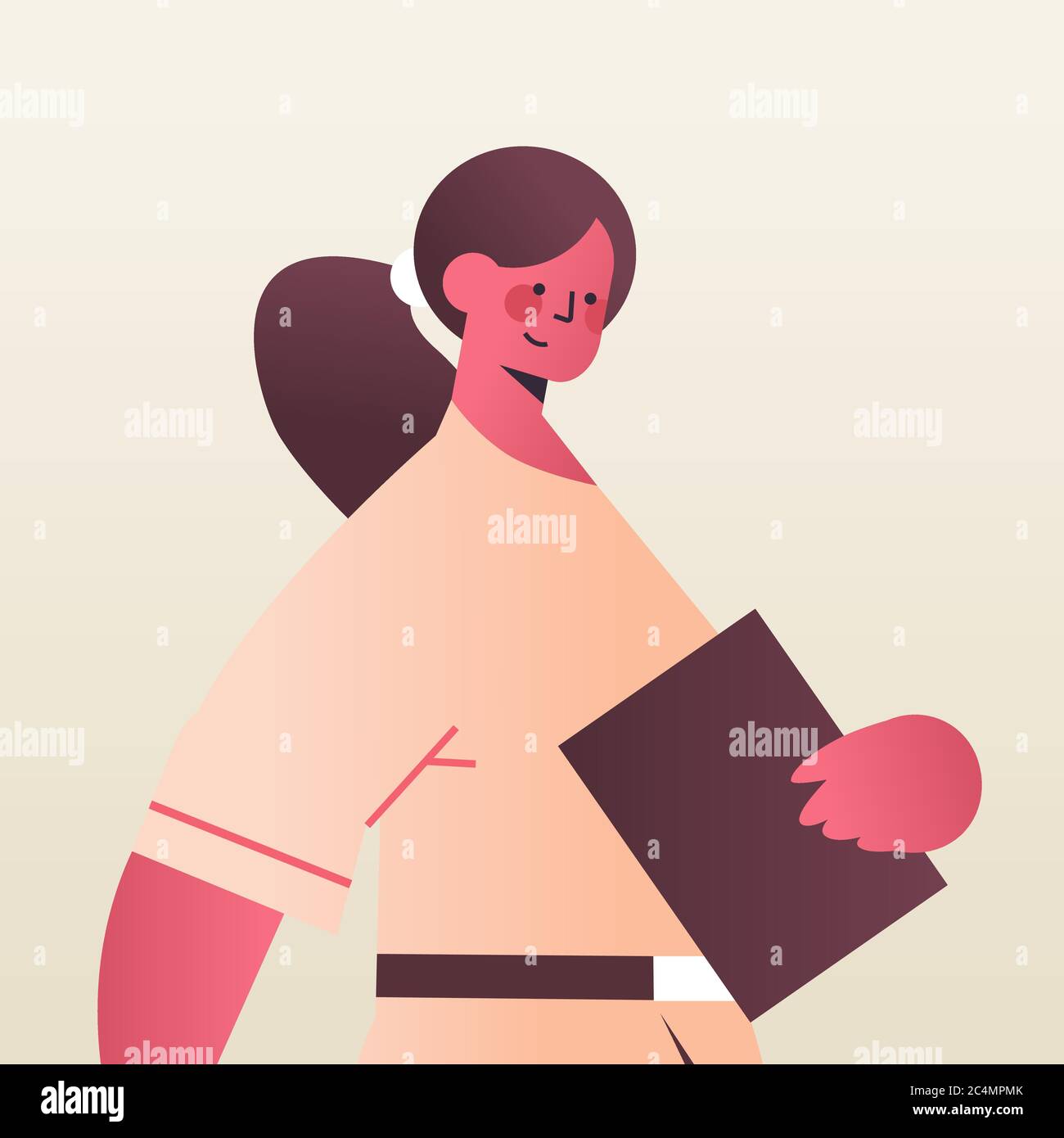 happy businesswoman holding folder attractive business woman office ...
