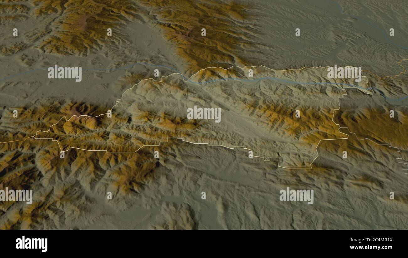 Zoom in on Koroška (statistical region of Slovenia) outlined. Oblique ...
