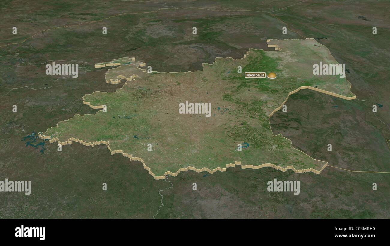 Zoom in on Mpumalanga (province of South Africa) extruded. Oblique ...
