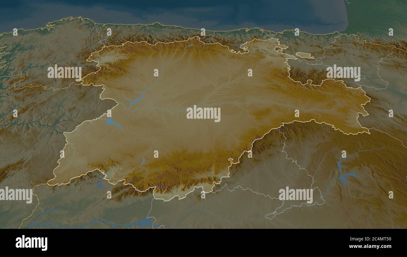 Zoom in on Castilla y León (autonomous community of Spain) outlined ...