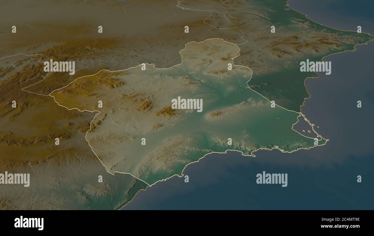 Zoom in on Región de Murcia (autonomous community of Spain) outlined ...