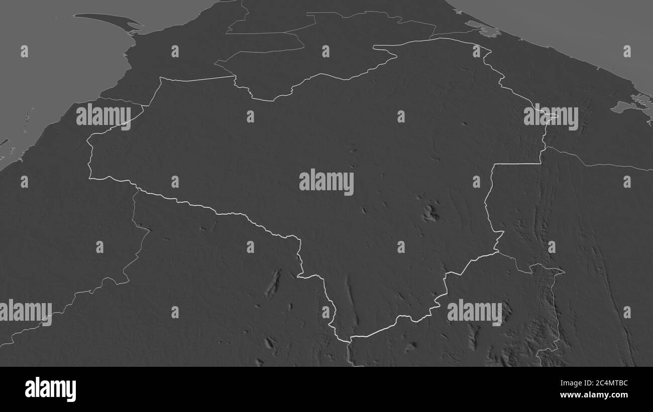 Zoom in on Anuradhapura (district of Sri Lanka) outlined. Oblique ...