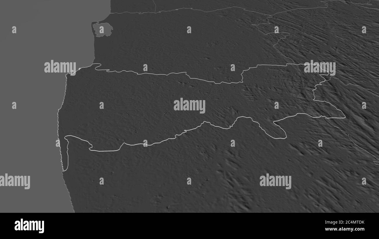 Zoom in on Colombo (district of Sri Lanka) outlined. Oblique ...
